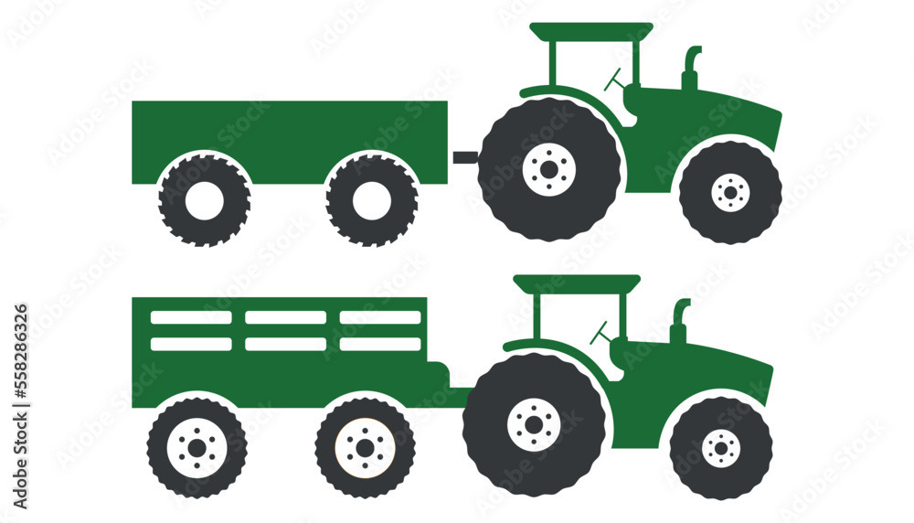 Flat tractor on white background. green tractor icon - elements vector ...