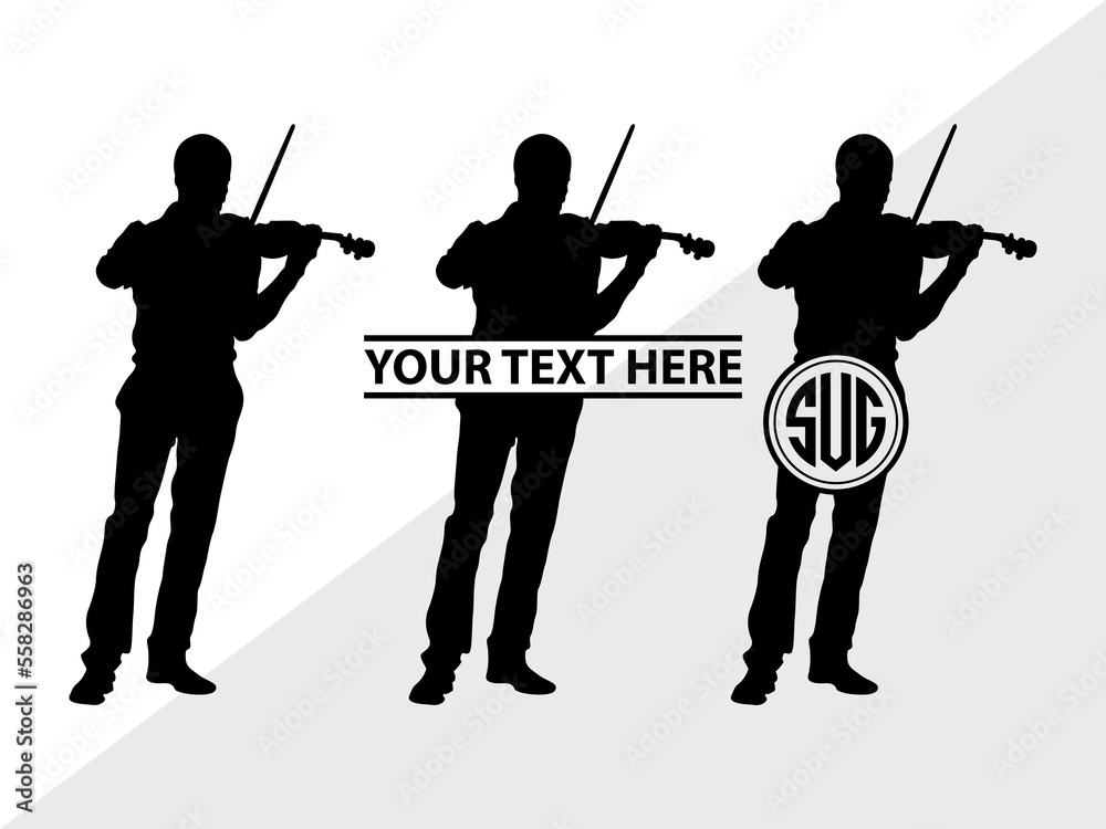 Violinist Monogram, Violinist Silhouette, Violinist SVG, Violin Player ...