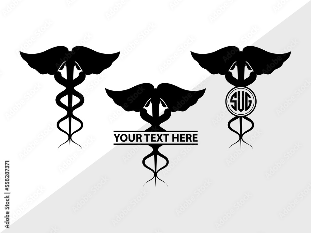 Caduceus Symbol Monogram, Caduceus Symbol Silhouette, Caduceus Symbol ...