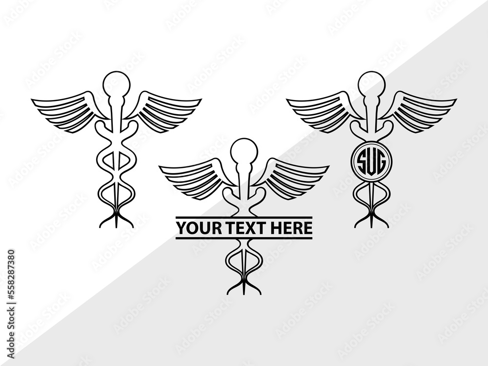 Caduceus Symbol Monogram, Caduceus Symbol Silhouette, Caduceus Symbol ...