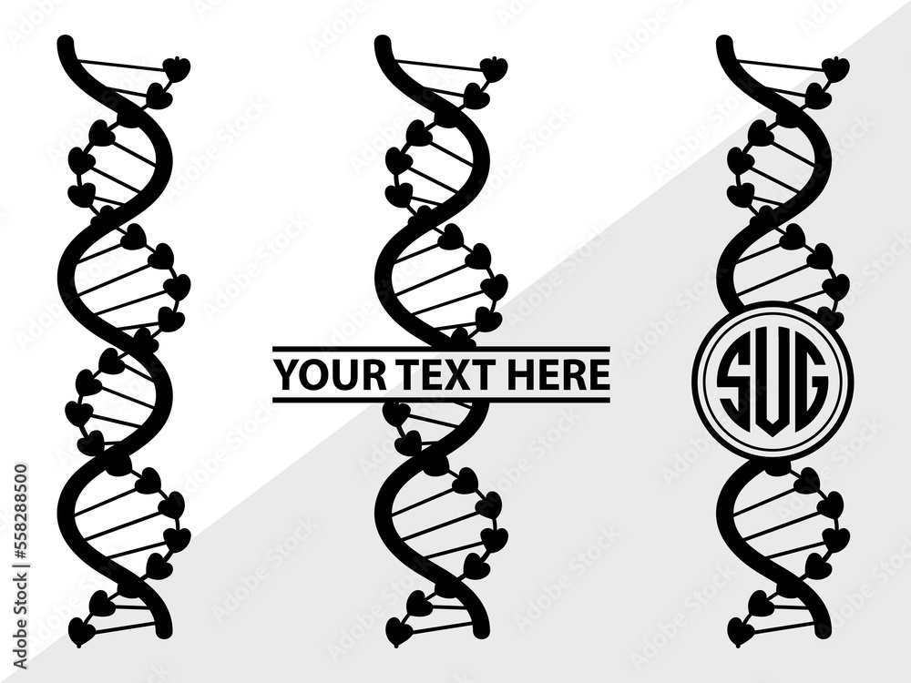 DNA Monogram, DNA Silhouette, DNA SVG, Molecule Svg, DNA Chain Svg ...