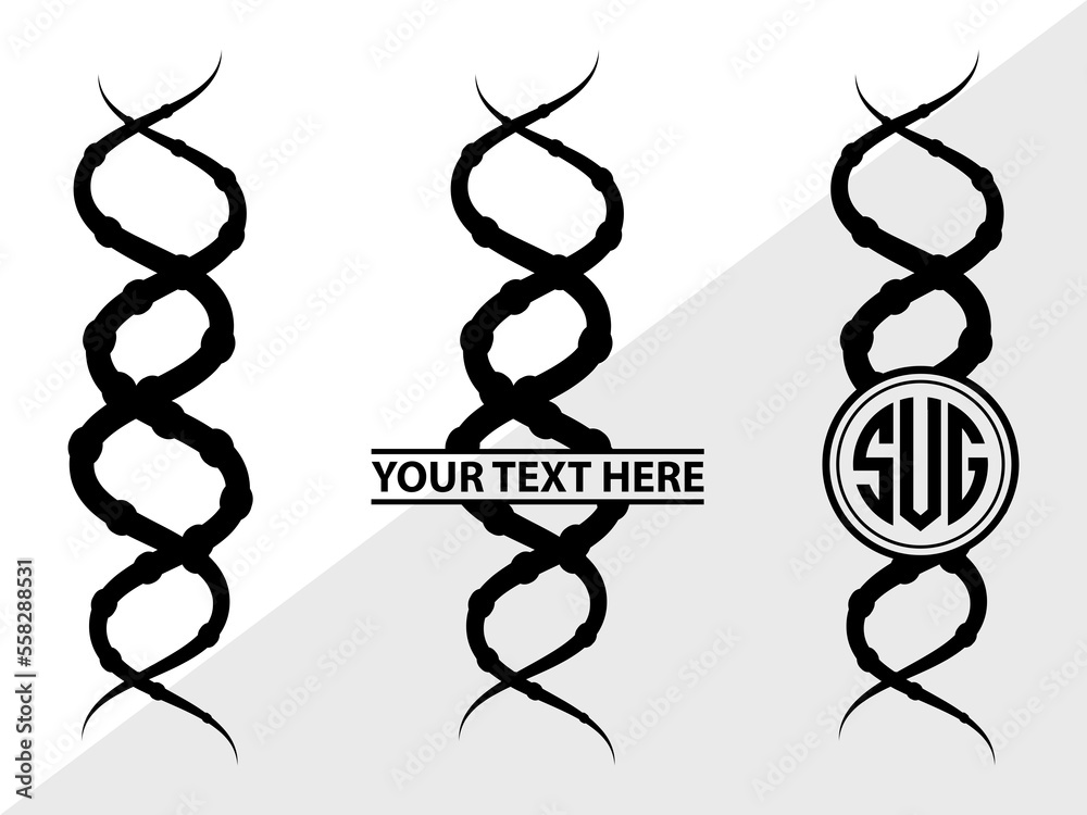 DNA Monogram, DNA Silhouette, DNA SVG, Molecule Svg, DNA Chain Svg ...