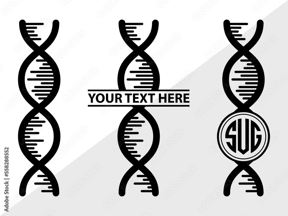 DNA Monogram, DNA Silhouette, DNA SVG, Molecule Svg, DNA Chain Svg ...
