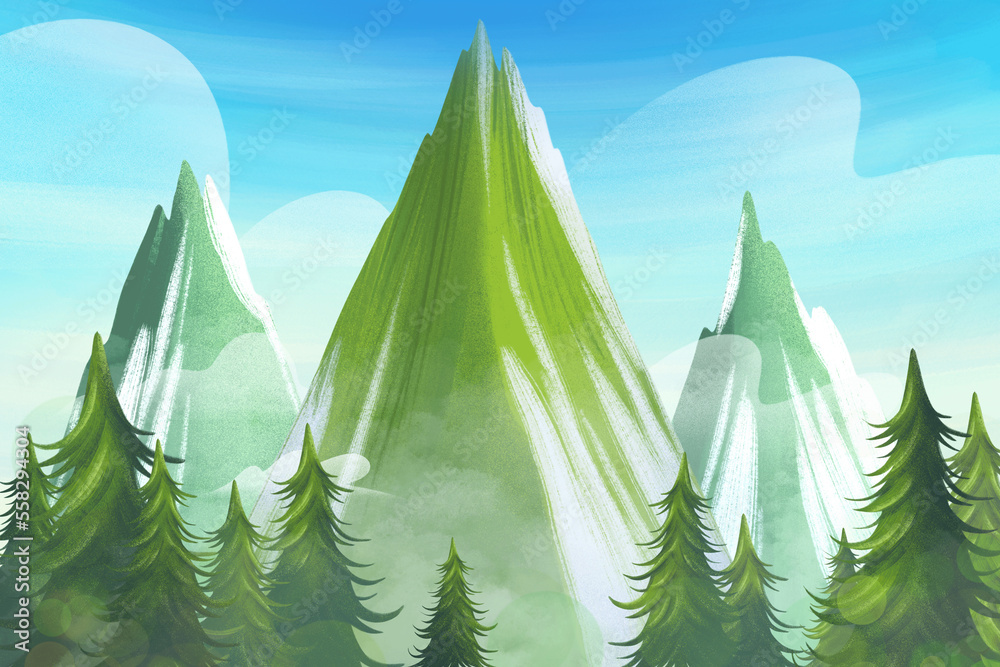 Mountain Landscape Background Scene PNG Clipart Illustration Stock ...