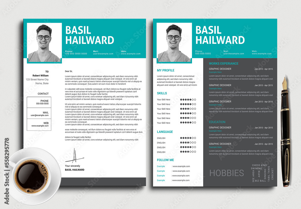 Professional Resume and Cover Letter Design Template Stock Template ...