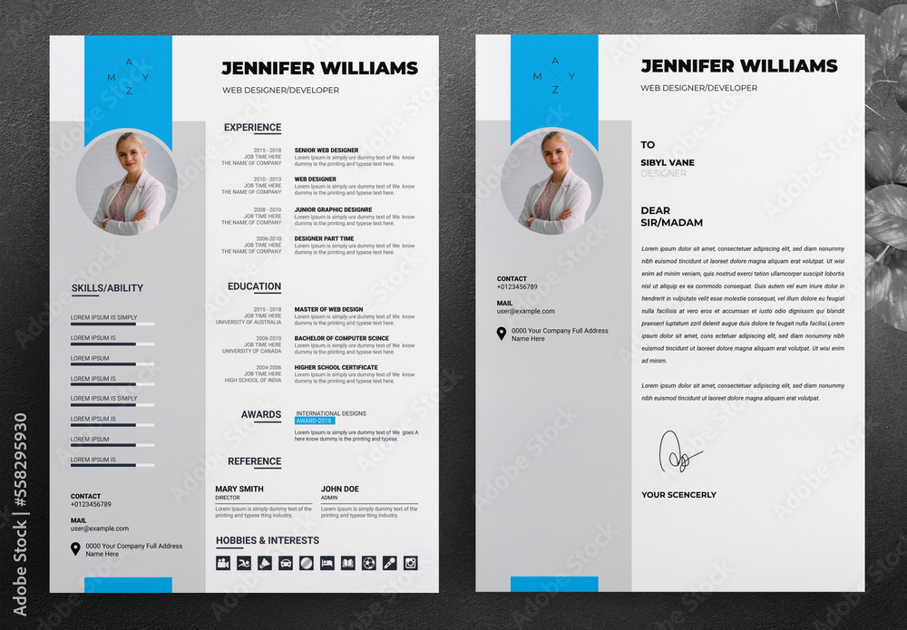 Creative Resume Design Layout Stock Template | Adobe Stock