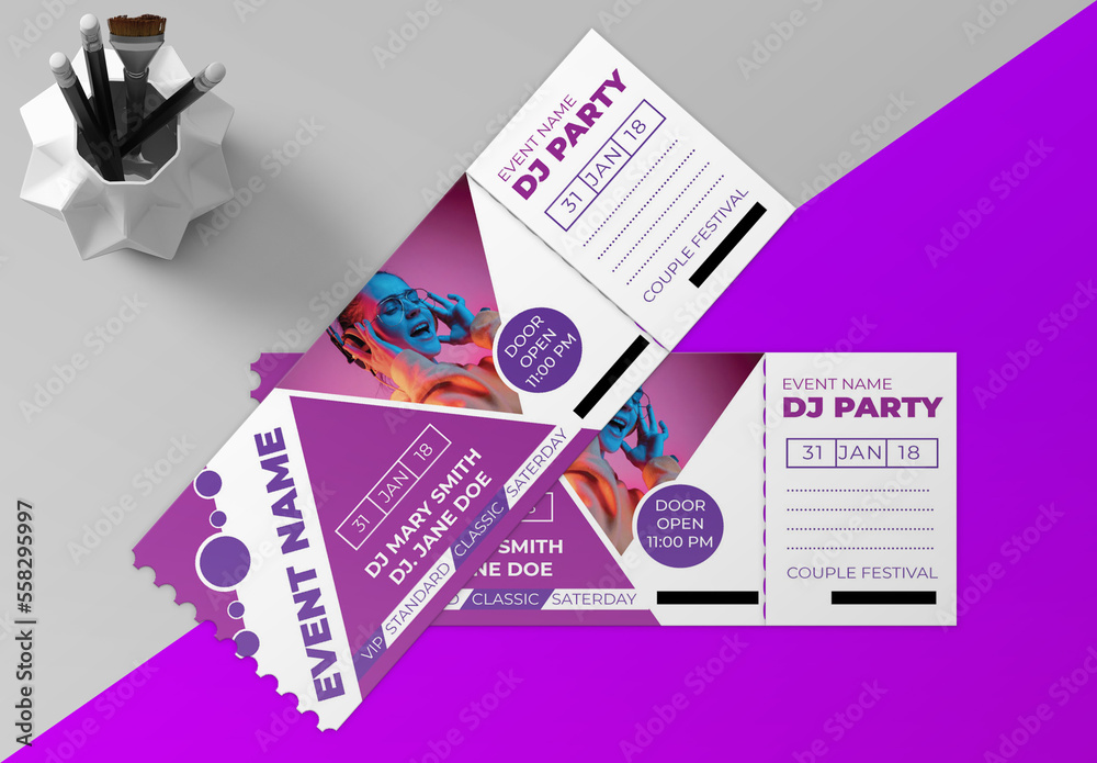 Music Event Ticket Design Stock Template | Adobe Stock
