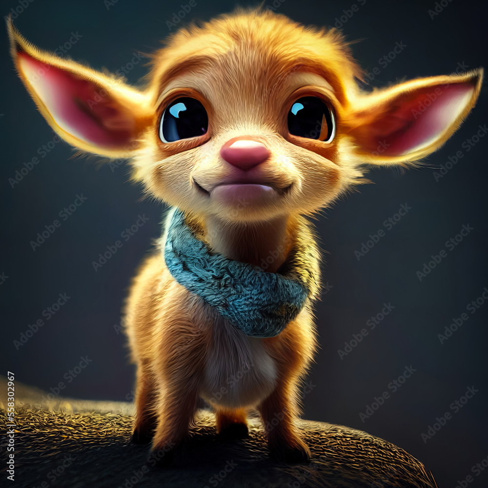 animated illustration of a cute scarf, animated baby scarf portrait ...