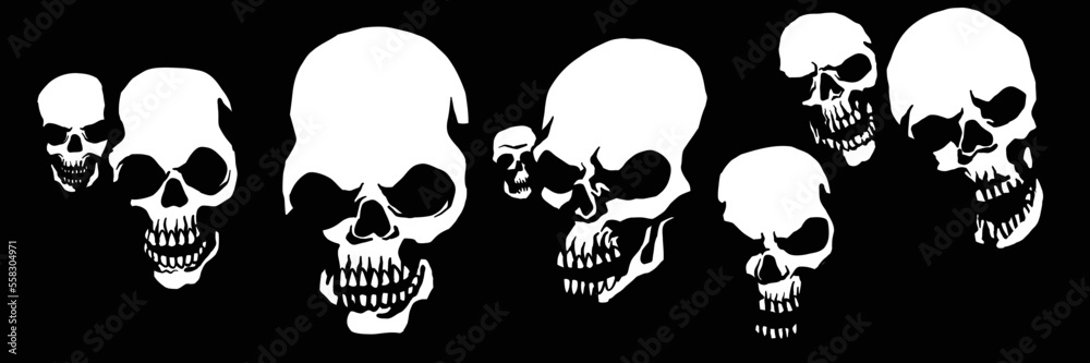 Skull’s silhouette piles of skulls human bones patterns background ...