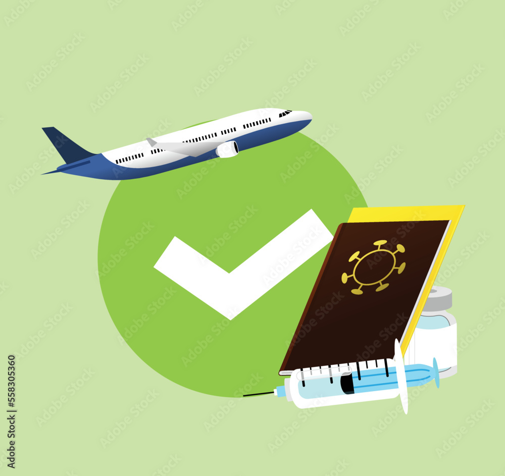 Vaccine passport with international certificate of vaccination, with an ...