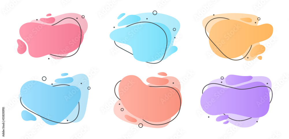 Liquid abstract shapes set. Retro geometric backgrounds. Fluid frames ...