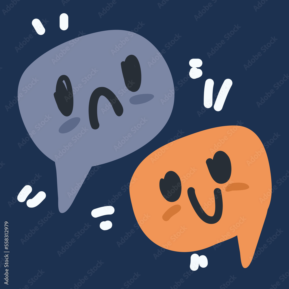 Cartoon vector illustration of Circle buttons. Speech bubble smile face ...