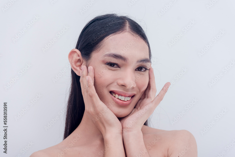 A beautiful transwoman proudly shows the aftermath of achieving glass ...