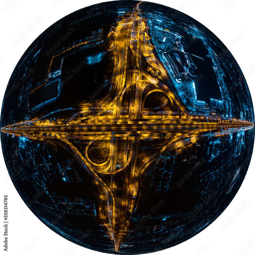 360 Degree Spherical panorama of Modern Multilevel Motorway Junction ...