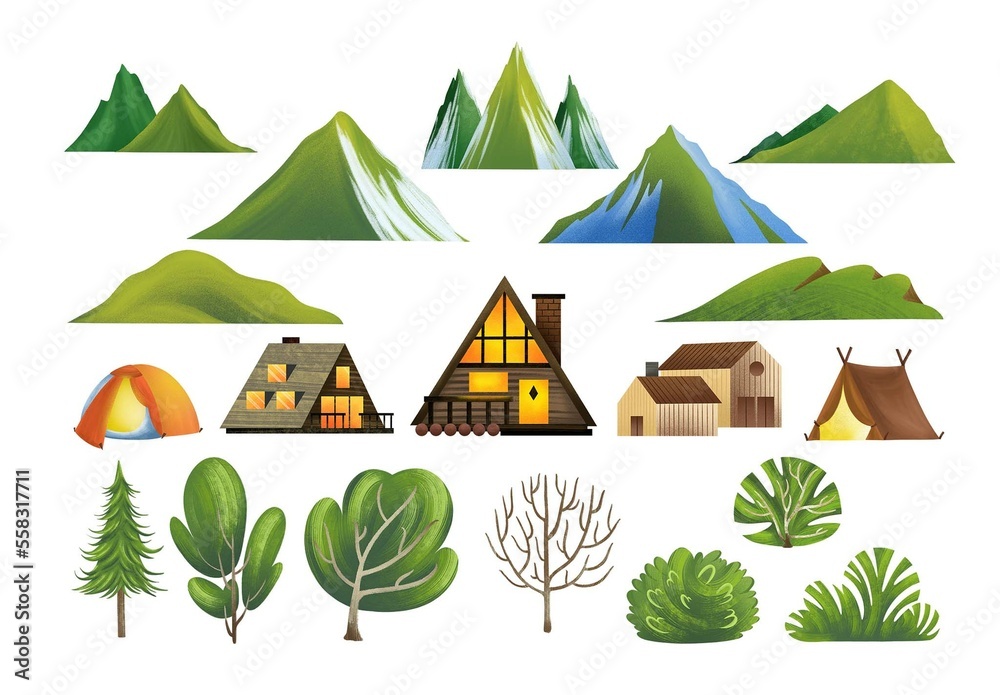 Mountain Clipart elements Stock Template | Adobe Stock
