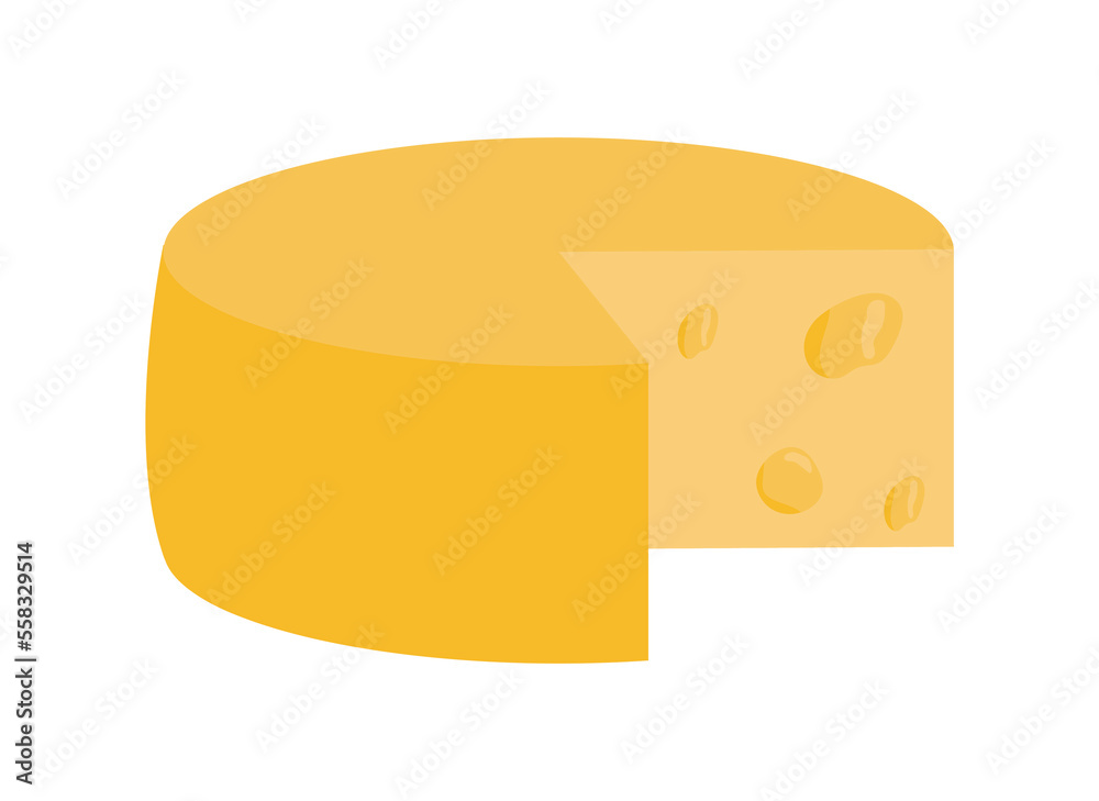 Hard cheese head with cut piece. Swiss cheese or parmesan. Dairy ...