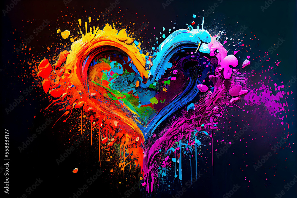 Colorful Paint Splatters Heart