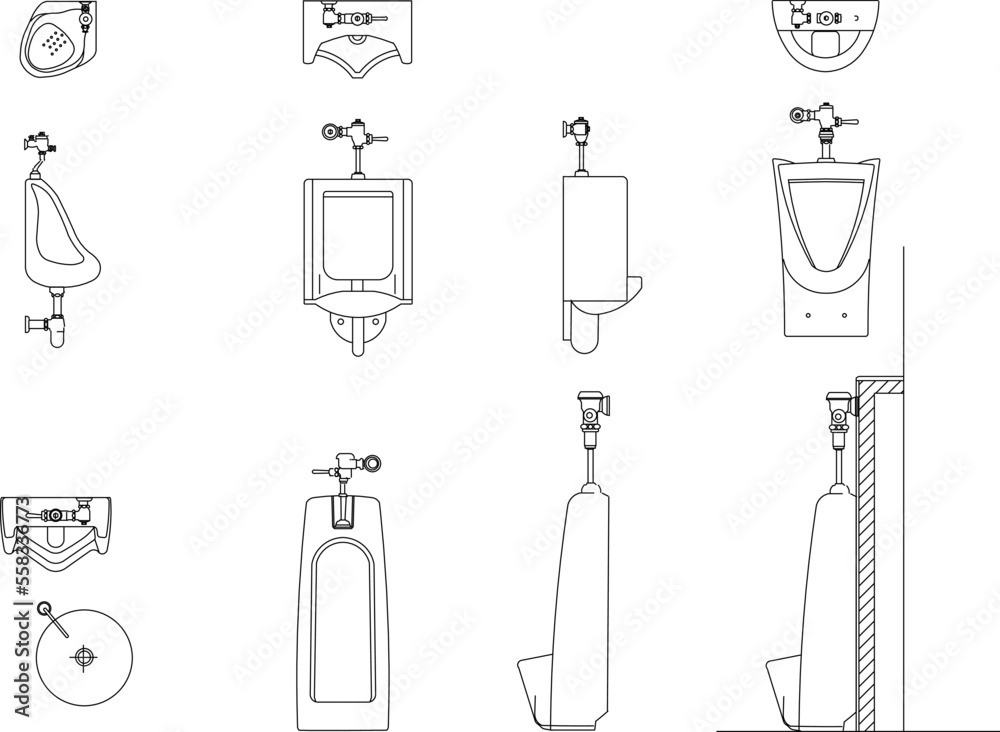 public urinal detail illustration vector sketch with white baground ...