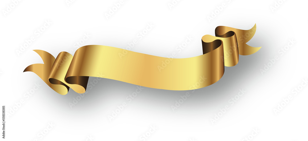 ribbon gold color Christmas ribbon with shadow, xmas wrap element ...