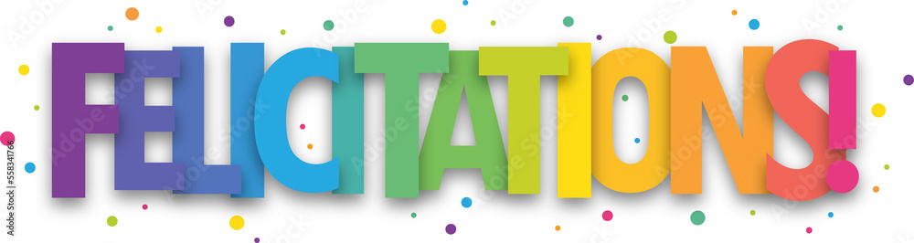 Bannière typographique colorée FELICITATIONS! sur fond transparent ...