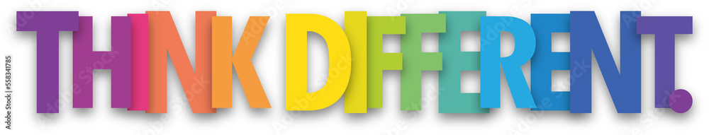 THINK DIFFERENT. colorful typography banner on transparent background ...