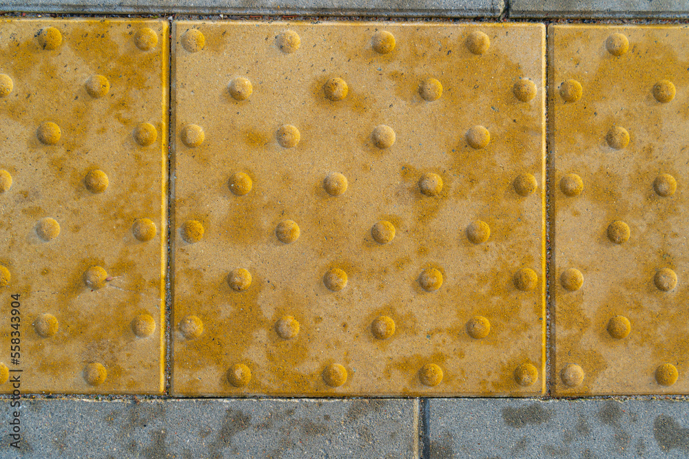 Tactile Paving on Tiles Pathway for Blind Handicap, Safety Sidewalk for ...