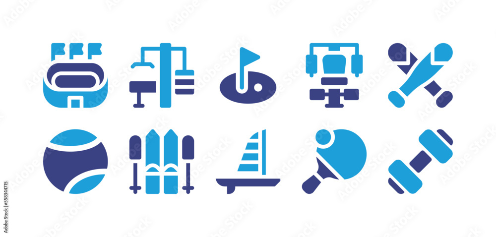 Sport icon set. Duotone color. Vector illustration. Containing stadium ...