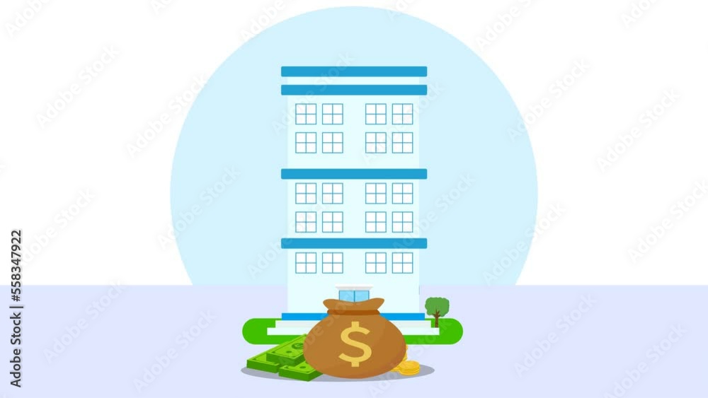 Animated cartoon design of company success, win or goal achievement ...