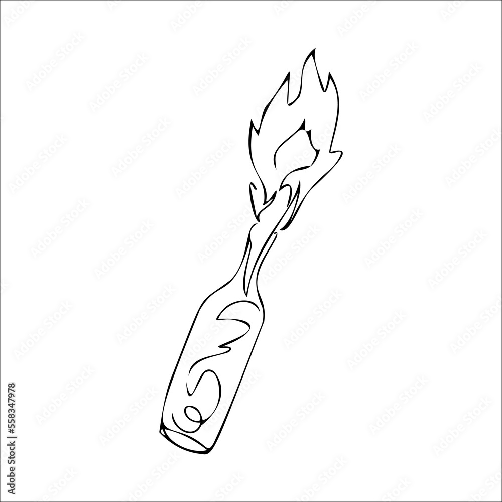 Molotov cocktail. Explosive cocktail, bomb in a bottle. Dangerous ...