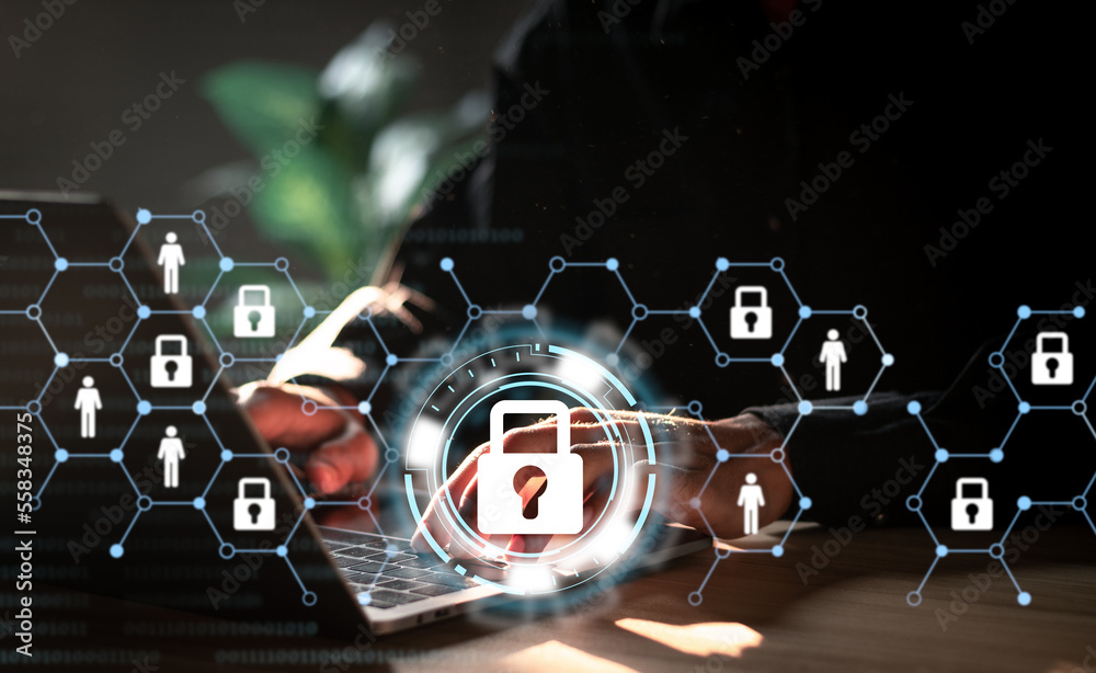Cyber security concept. Network cybersecurity of connected devices and ...