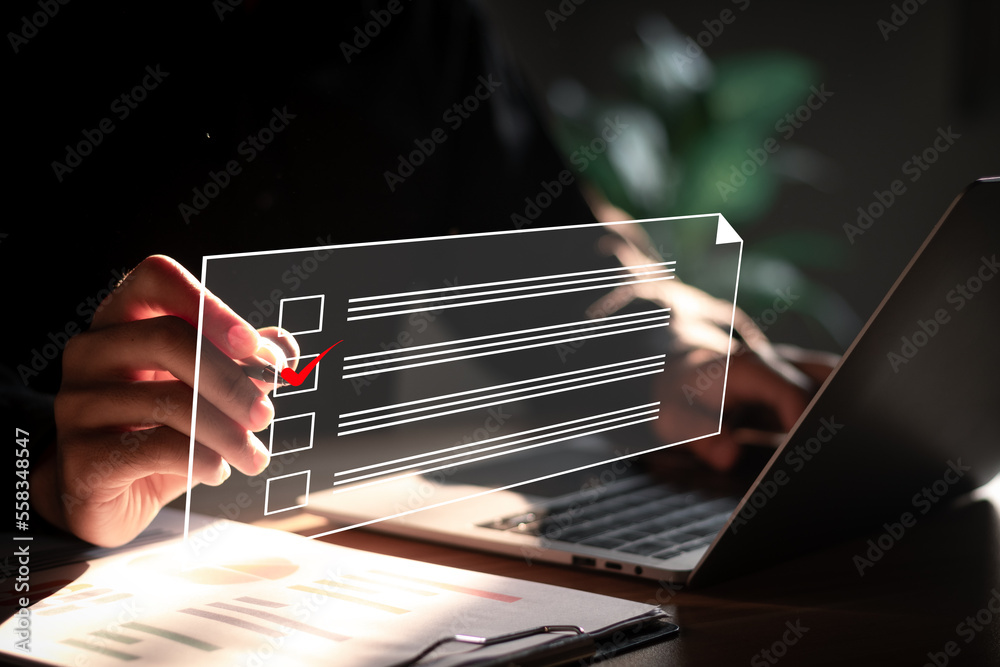 Questionnaire with checkboxes, filling survey form online, answer ...