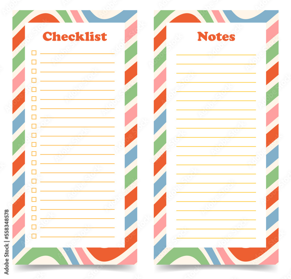 Two planners, checklist, notes pages template. Maintaining daily lists ...