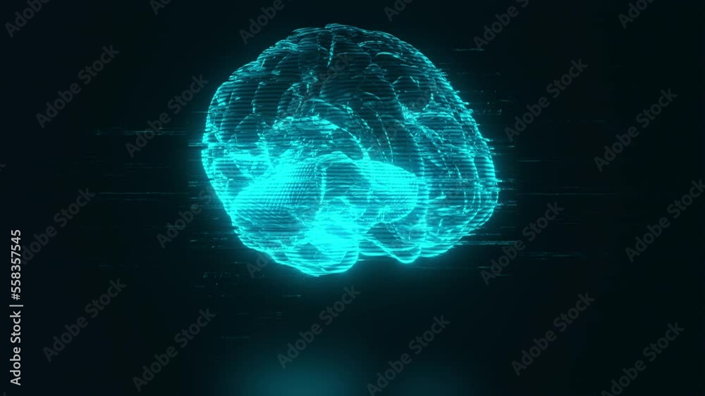 3D Brain scan visualization footage. The device scans and displays. Neurology data analysis ...