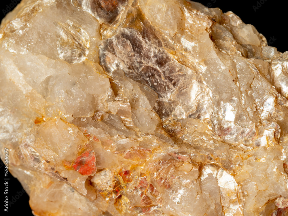 macro shooting of natural mineral stone - Muscovite in Quartz ...
