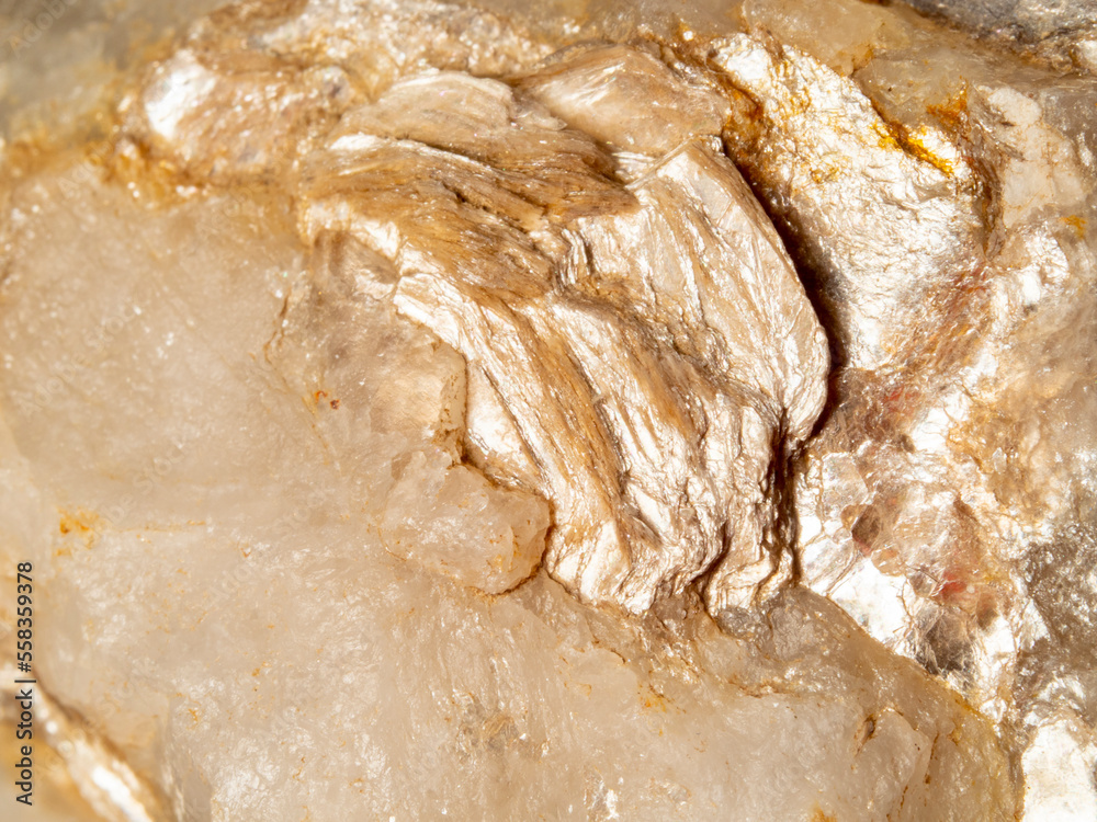 macro shooting of natural mineral stone - Muscovite in Quartz ...