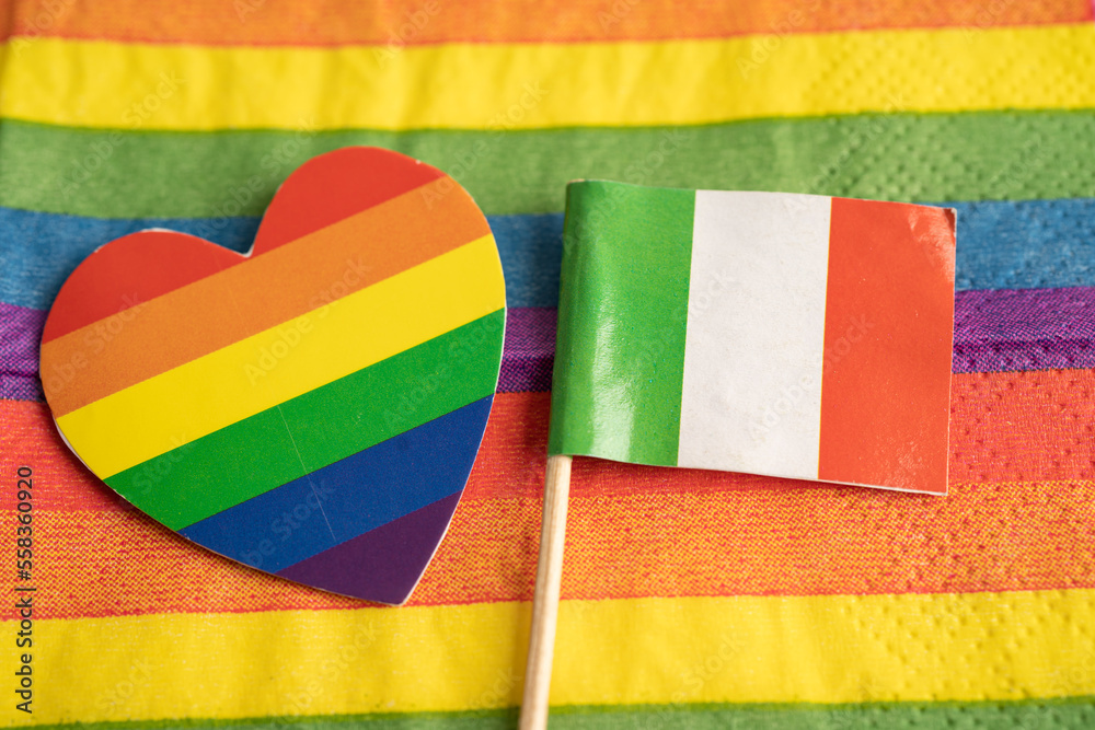 Italy flag on rainbow background symbol of LGBT gay pride month social ...