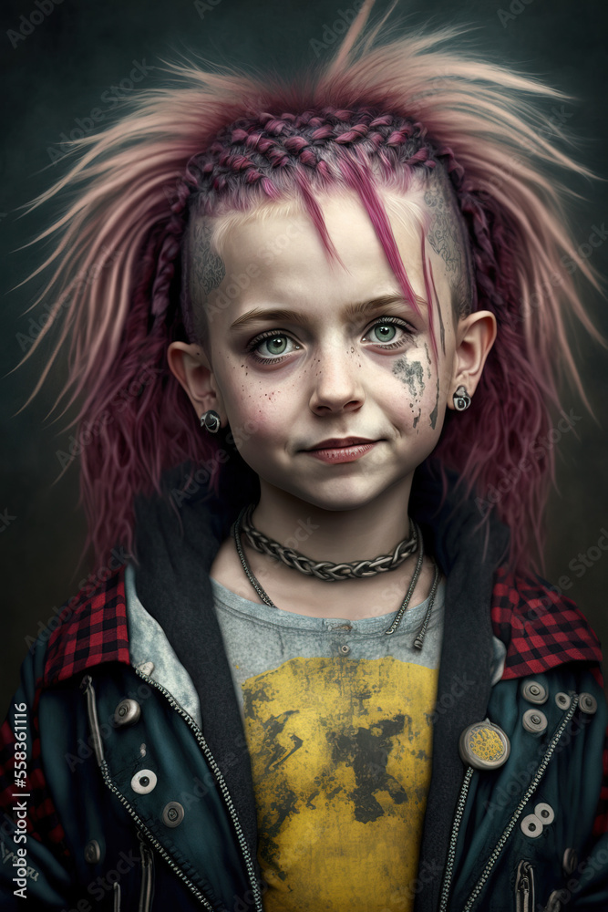 A cute little girl who has her own alternative, rock and roll style. A ...