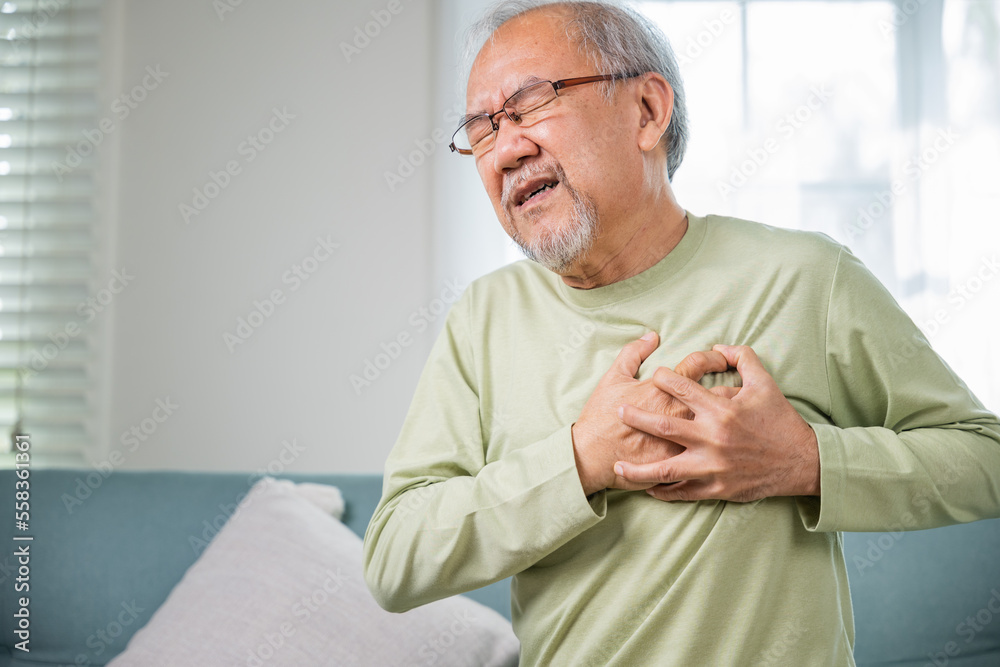 Asian older man have congenital disease suffering from heartache alone ...