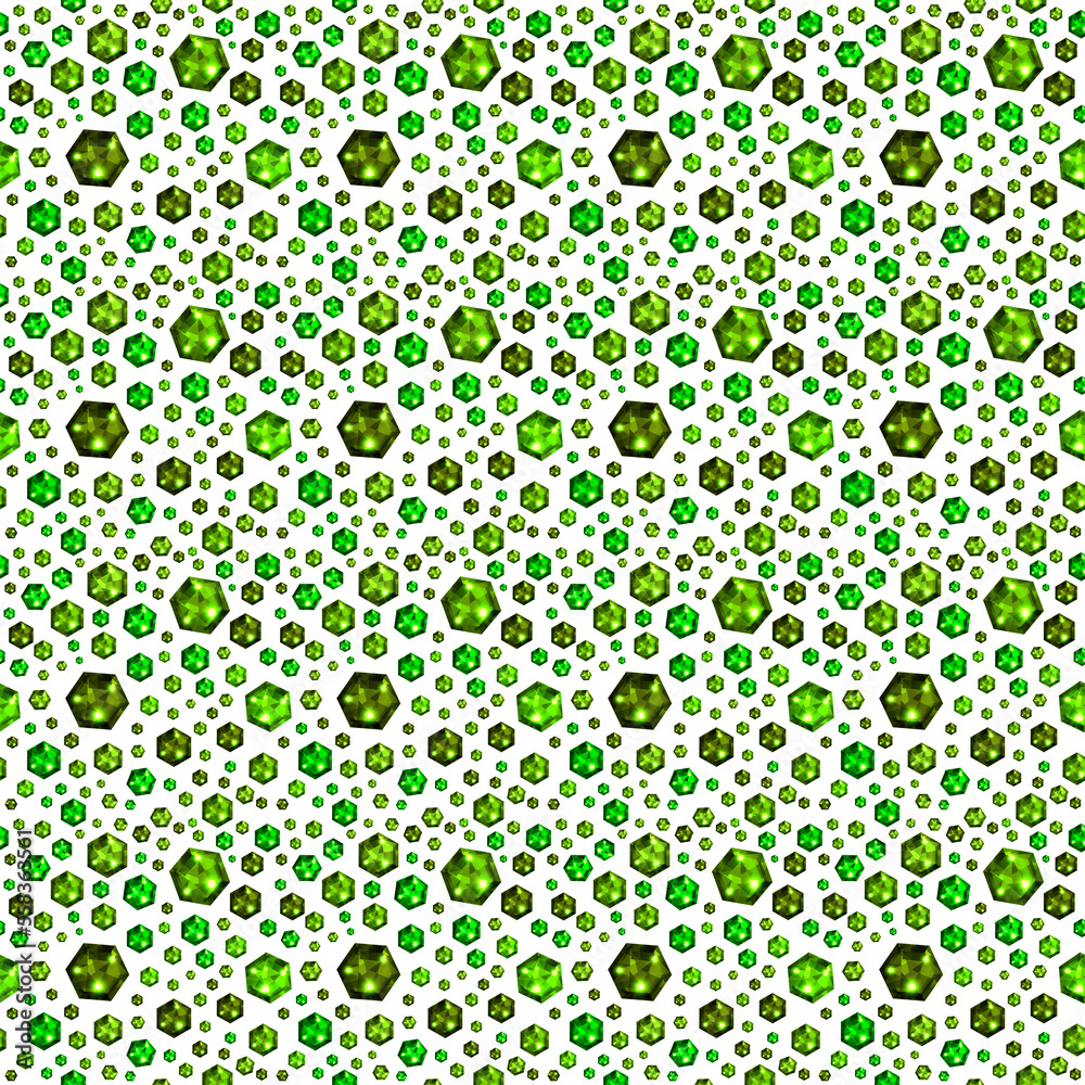 Emerald colored gemstones diamonds on transparent background. Seamless ...