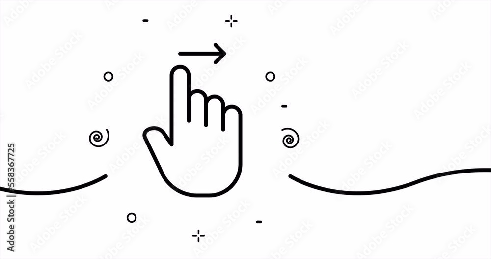 Touch control. Hand gestures, zoom in and out, swipe, tap, press, arrow ...
