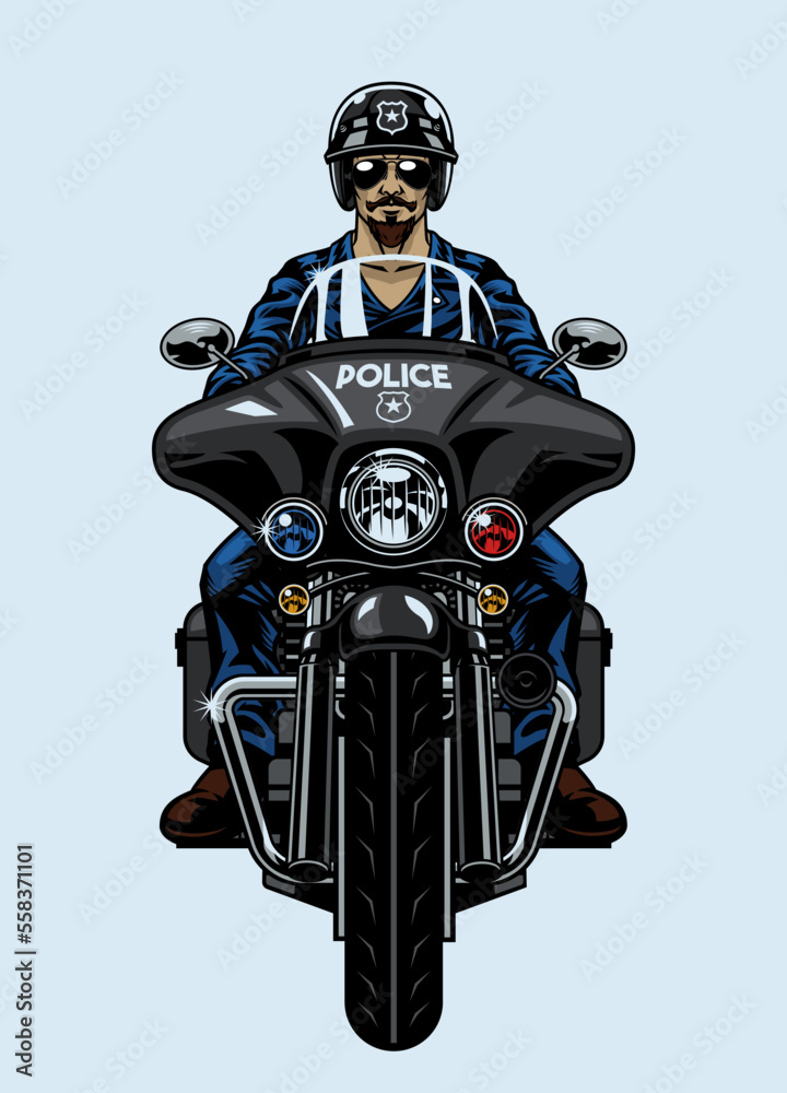 Police Officer Riding the Motorcycle Stock Vector | Adobe Stock