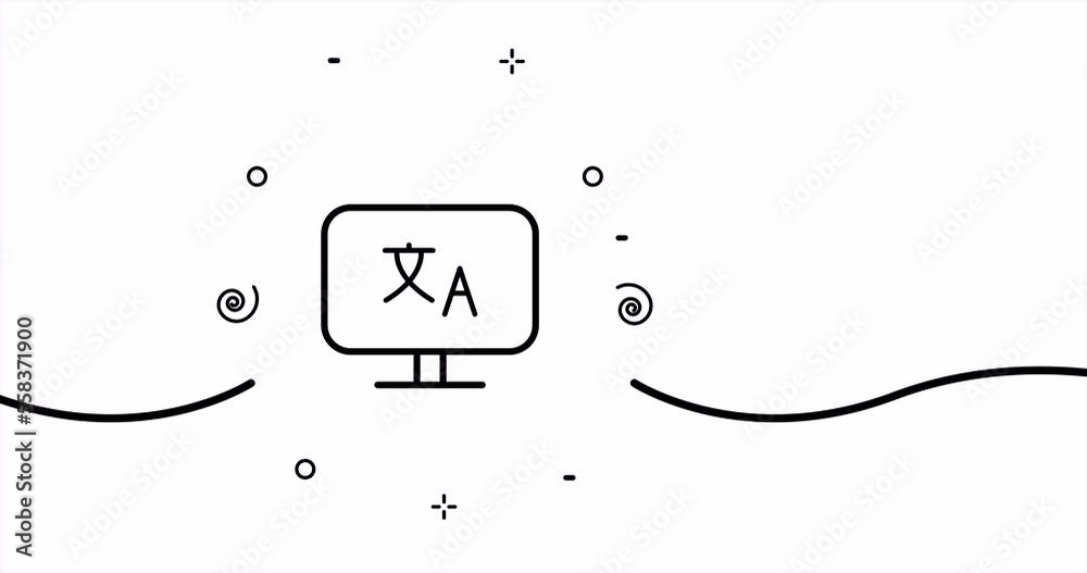 Monitor with translator. Translation service, speech bubble, different ...