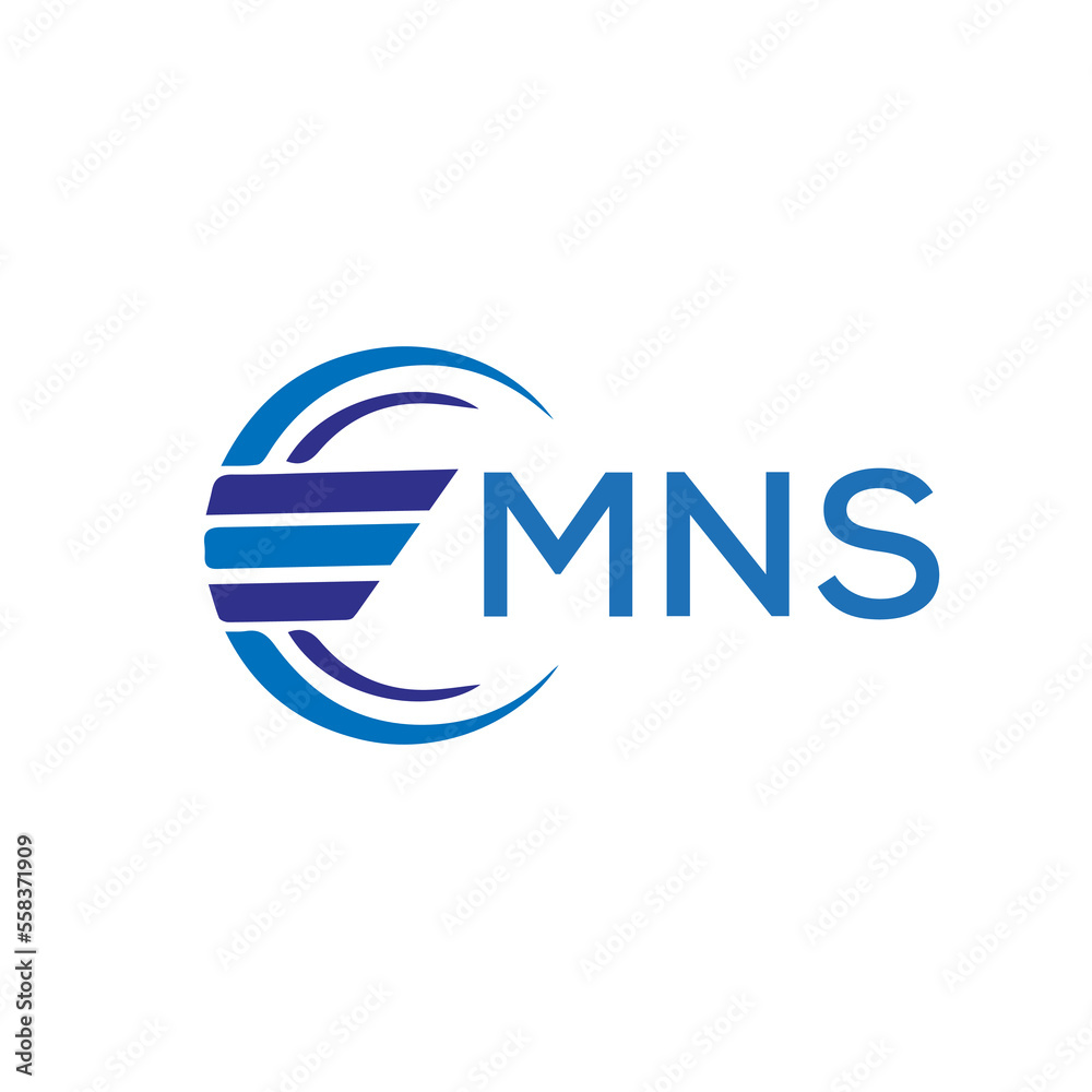 MNS letter logo. MNS blue image on white background. MNS vector logo ...