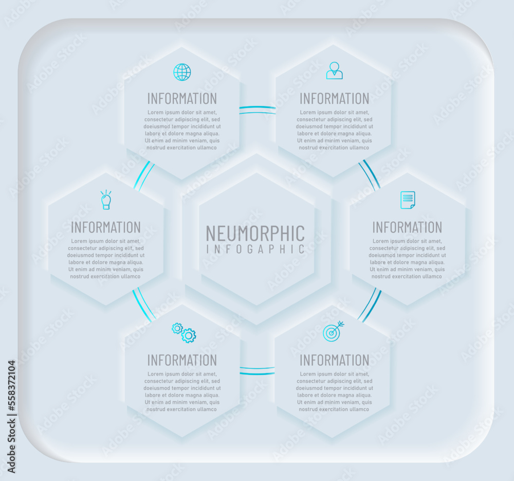 Newmorphic infographic design template. Modern vector illustration for ...