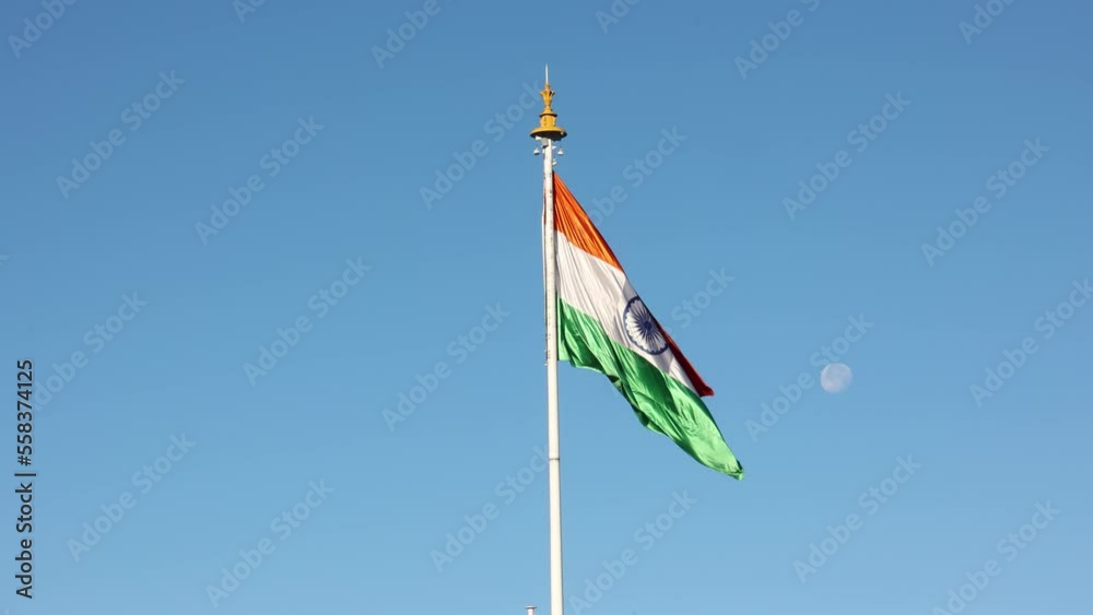 Indian flag flying Shimla India. Tricolor Flag of India with blue Sky ...