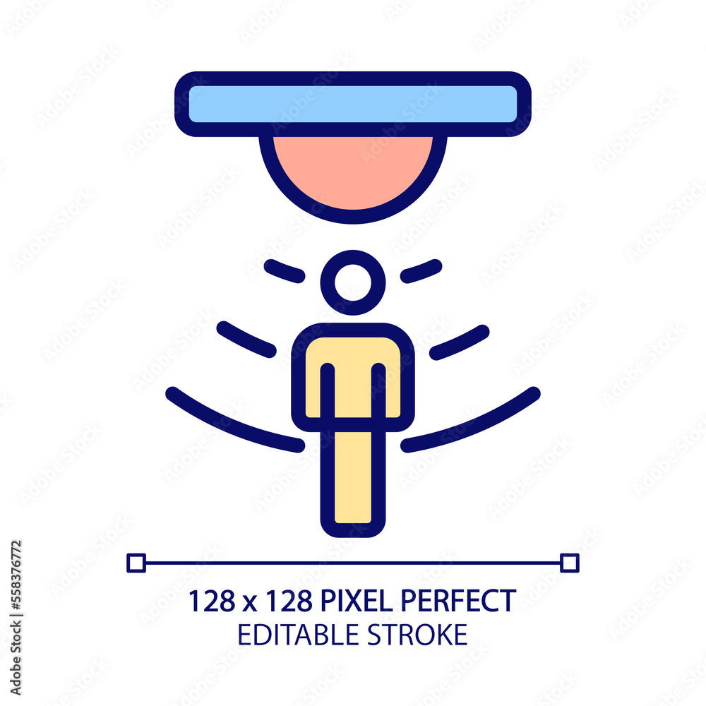 Motion sensor pixel perfect RGB color icon. Motion detection. Smart home device. Internet of ...