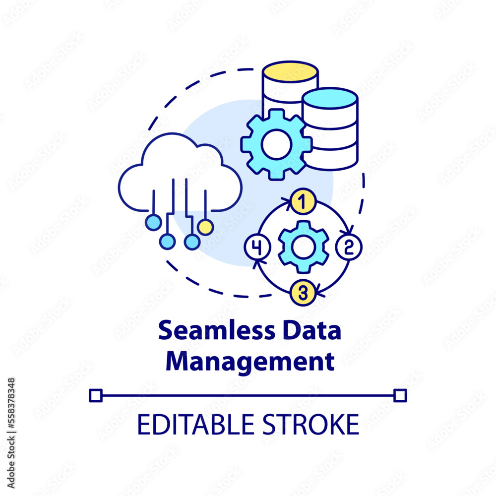Seamless data management concept icon. AI in information governance ...