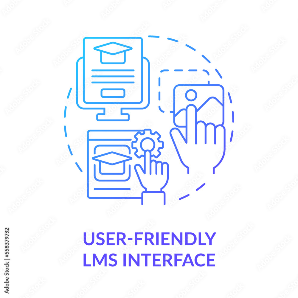 User-friendly LMS interface blue gradient concept icon. Learning ...