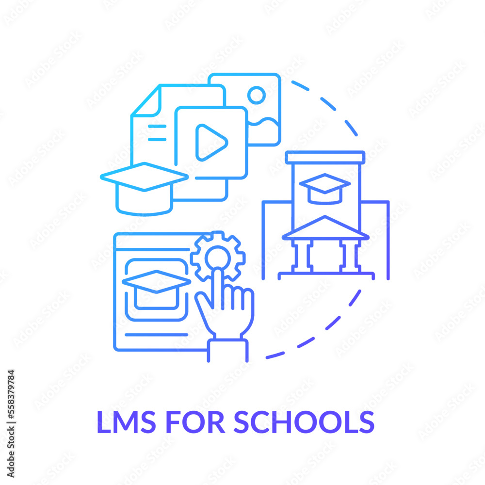 Learning management system for school blue gradient concept icon ...