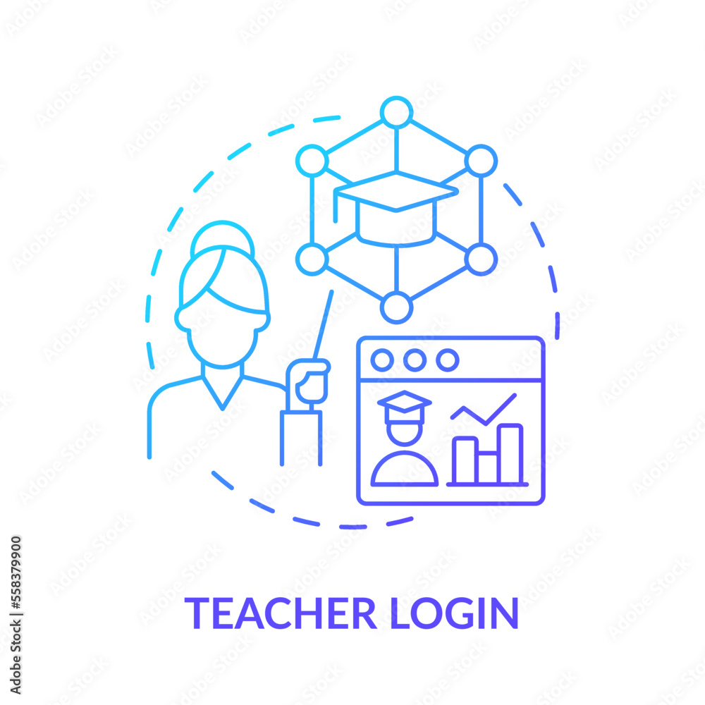 Teacher login blue gradient concept icon. Assign tasks. Elearning. Learning management system ...